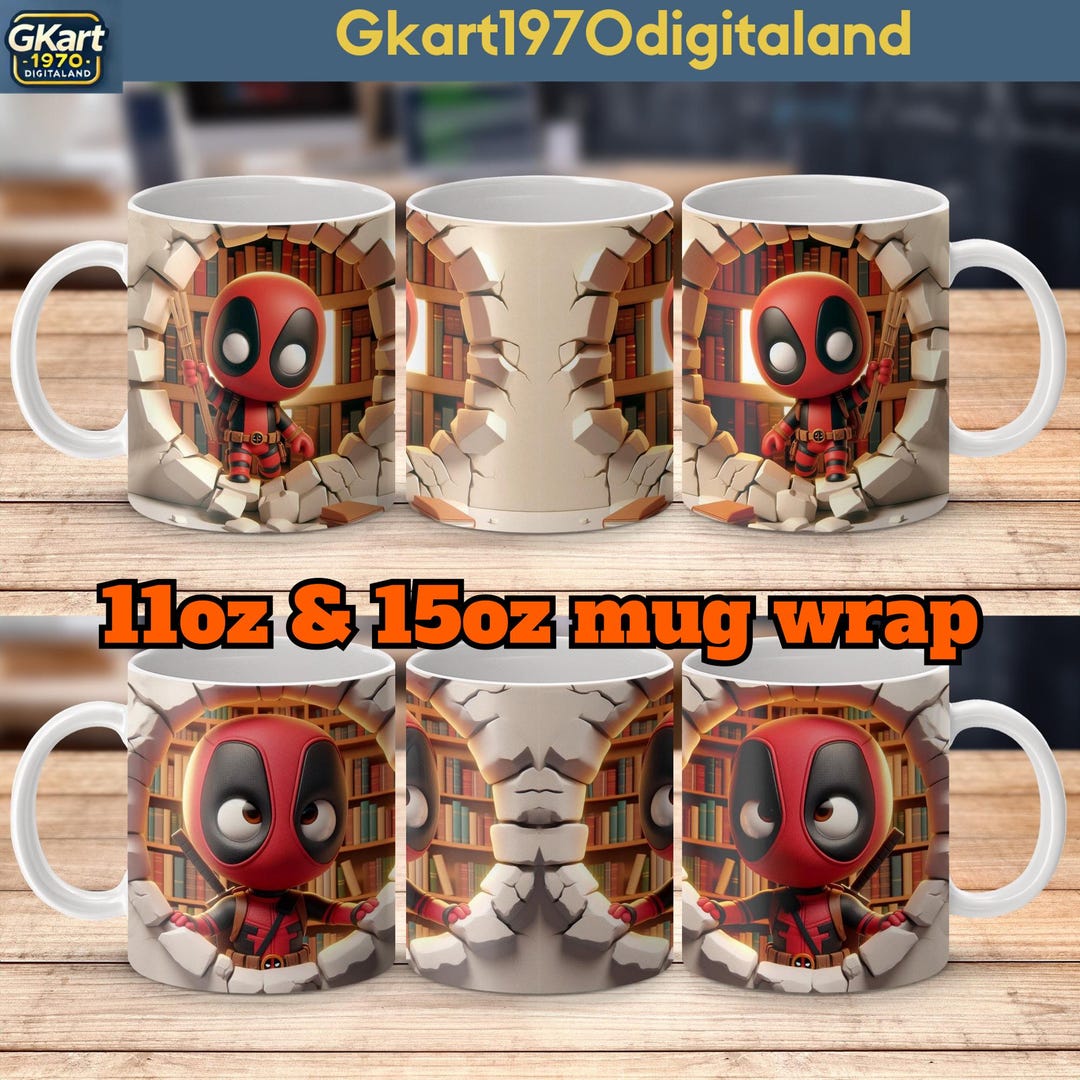 Cute Character Mug Wrap, Mug Wrap Digital Design, Digital Download Mug ...