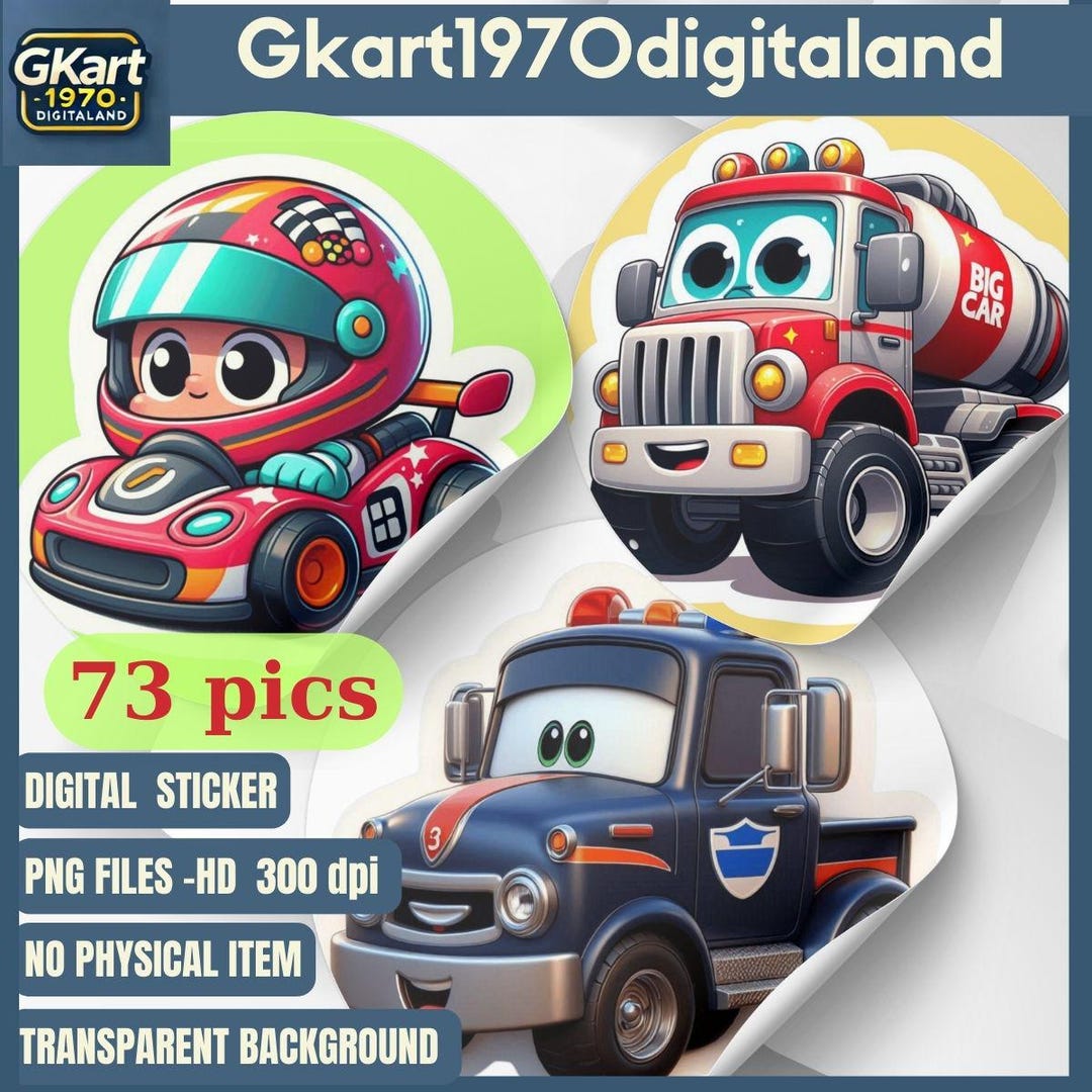 Supercars Clipart Stickers: 73 PNG Car Bundle (digital Download) - Etsy