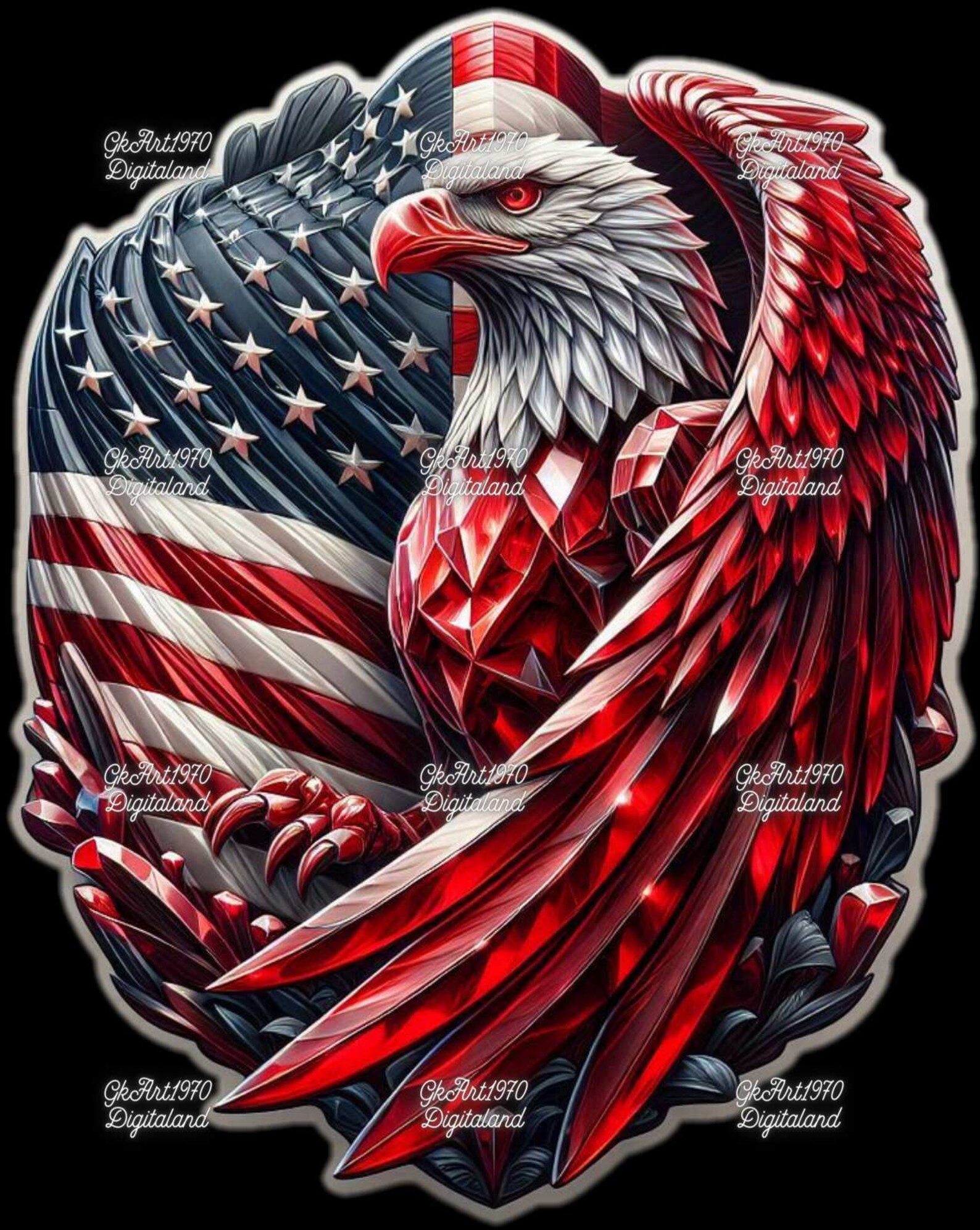 007 4th of July, USA Patriotic Eagle HD Digital Sticker one Png File ...