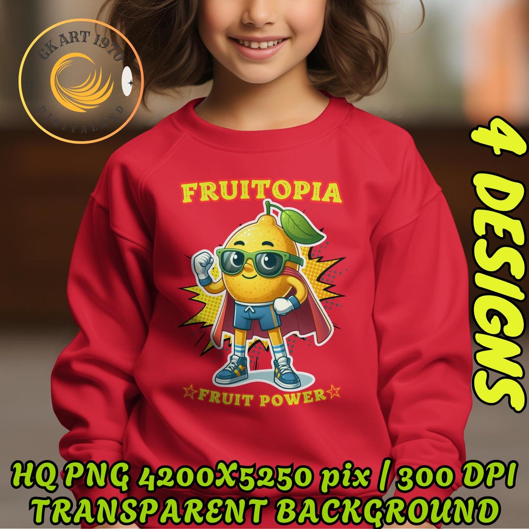 Lemon Superhero T-shirt Design: Fruit Power PNG (digital Download) - Etsy