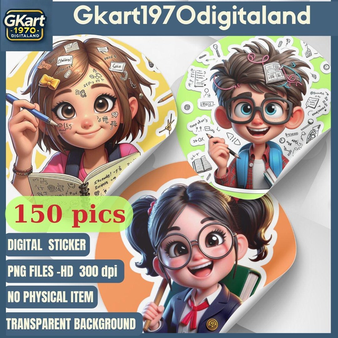 077 Back to School,Kids & teachers,Clipart 150 Png bundle printable ...