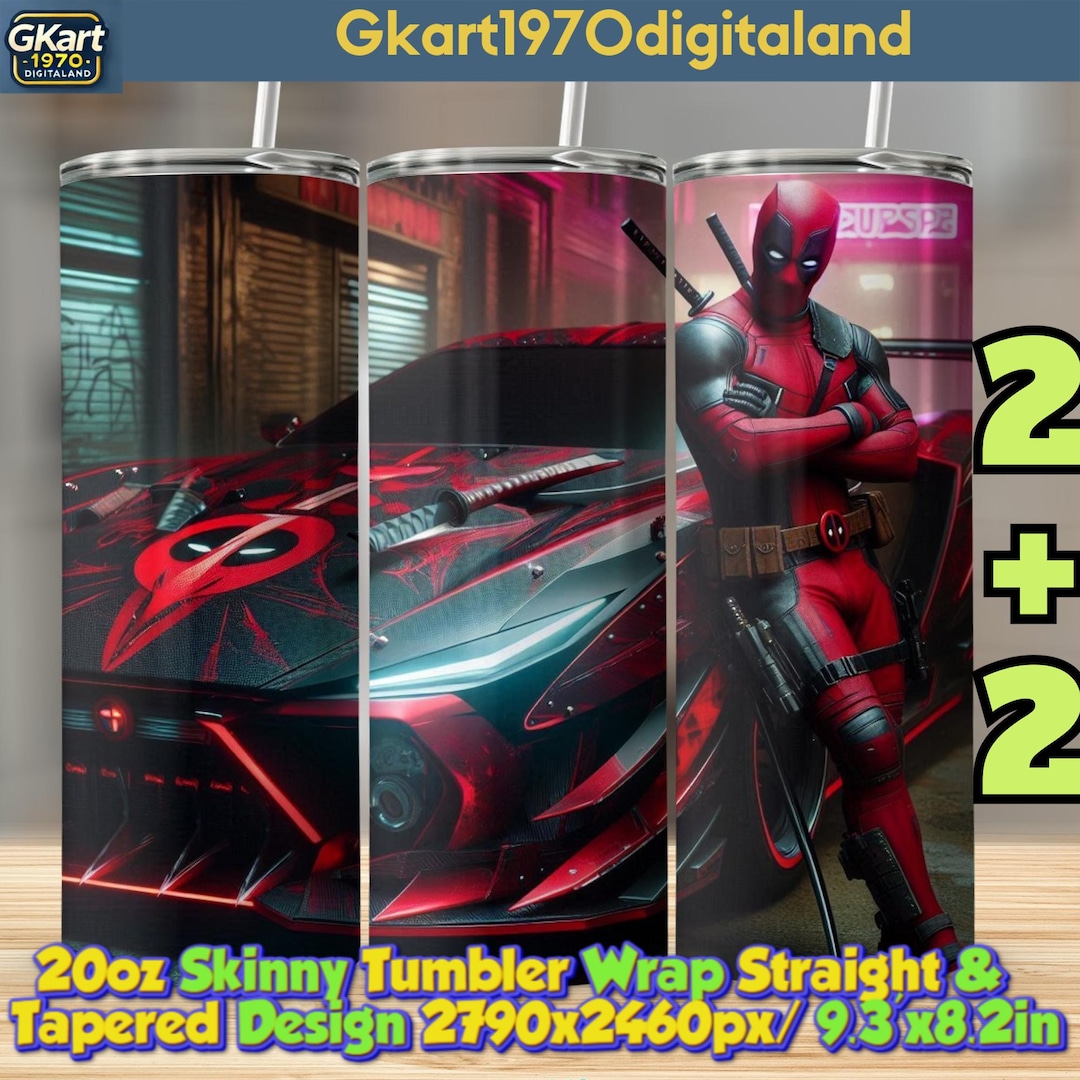Deadpool Skinny Tumbler Wrap, 20oz Digital Tumbler Design, Deadpool ...