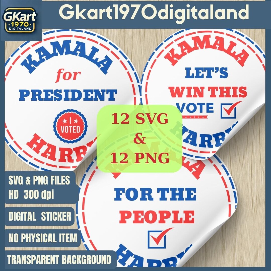 097 Kamala Harris Digital Sticker Svg,png Bundle, Madam President,vote ...