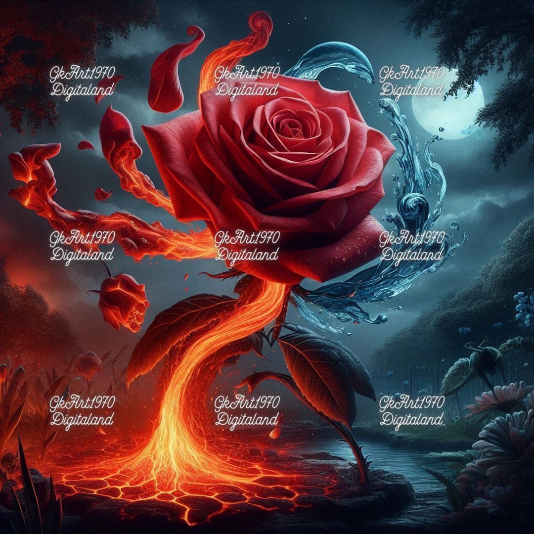 006 Rose and Fire Love 5 PNG ,20'x20' Inch,5000x5000 Pix 1520mb ...