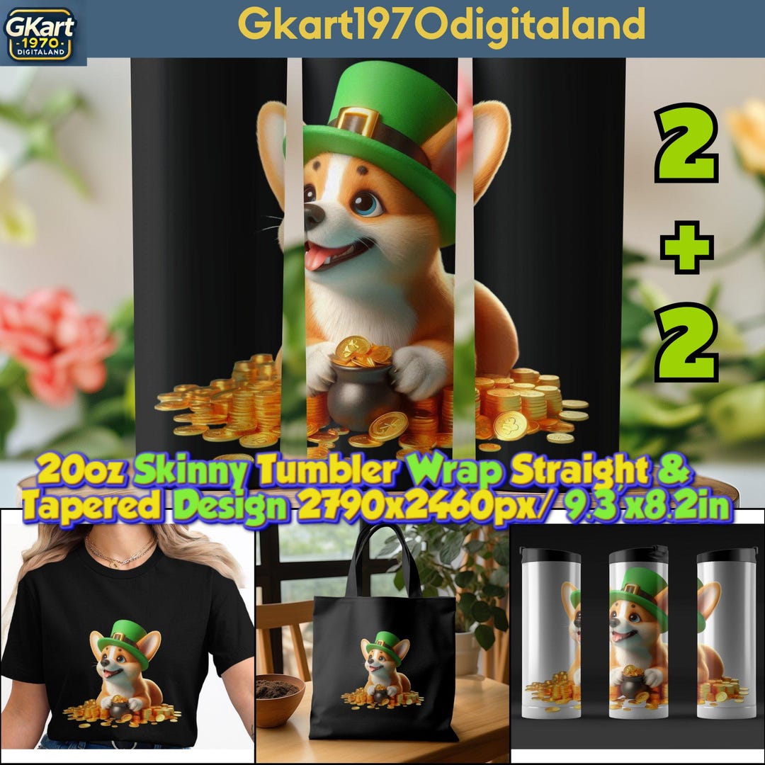 Leprechaun Corgi Digital Art Instant Download, St Patrick's Day Cute ...