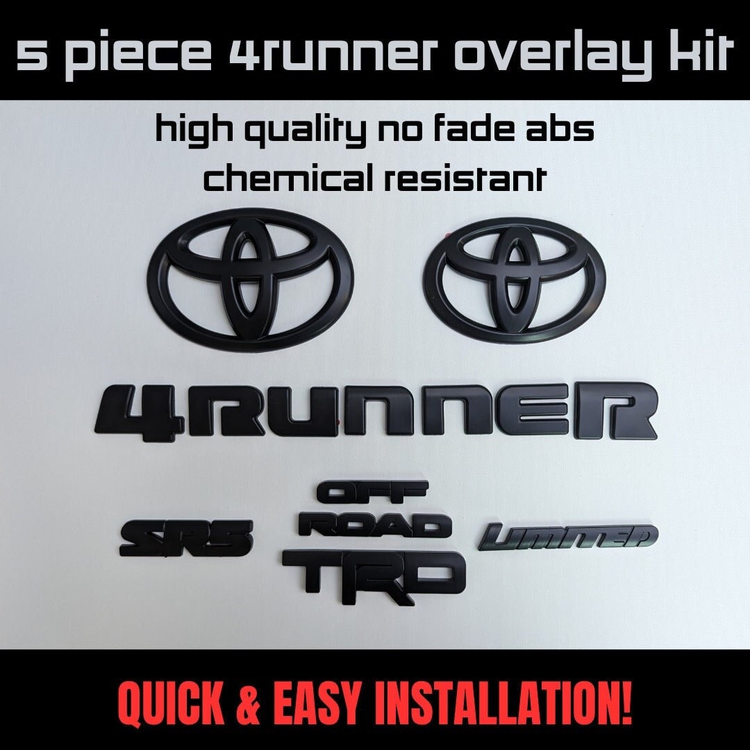 4RUNNER Blackout Emblem Overlay Kit 5TH GEN 2010-2024 Stickers Black ...
