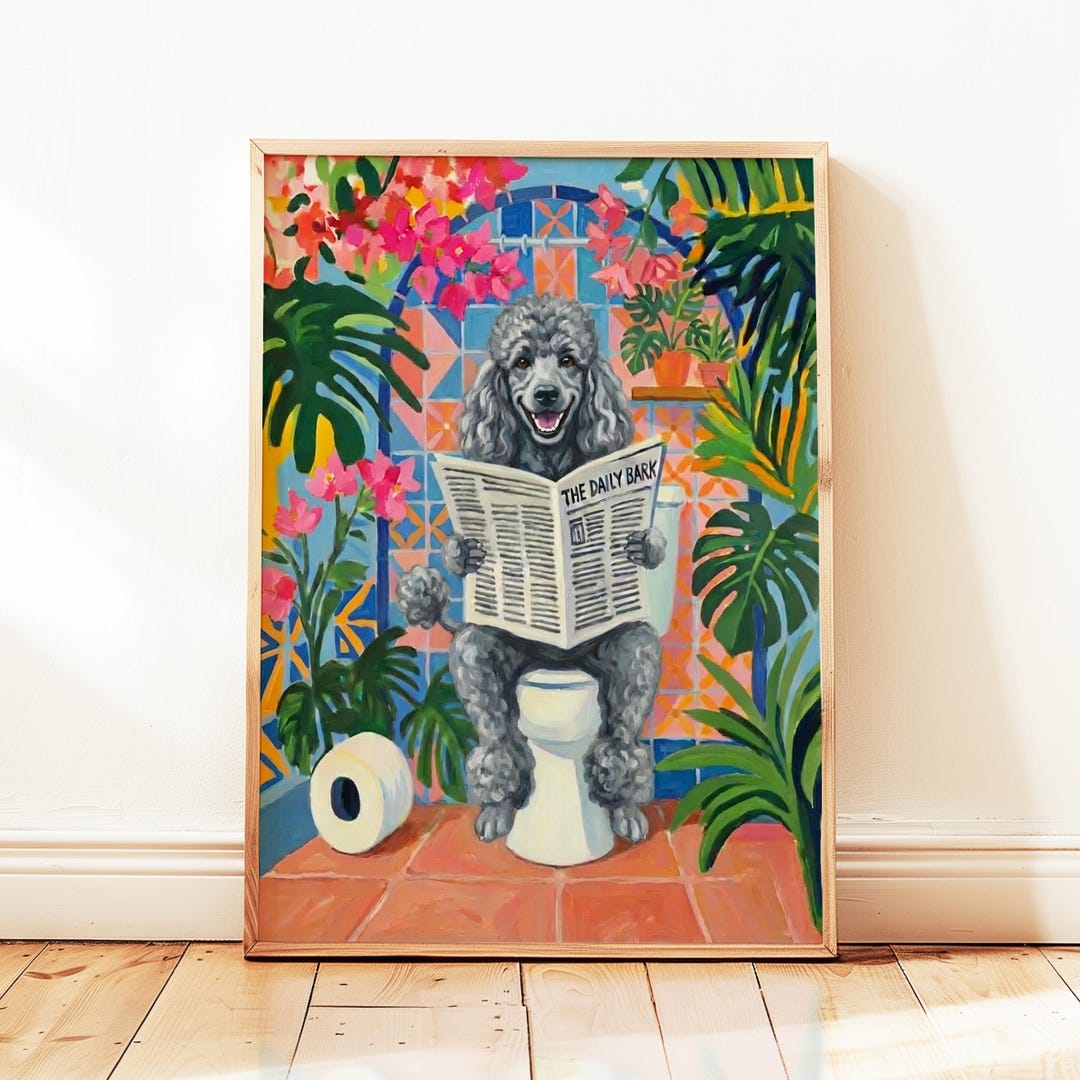 Poodle Dog on Toilet Funny Matisse Style Wall Art Print - Etsy