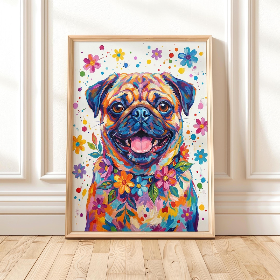 Colourful Pug Dog Pop Art Print, Fun Vibrant Poster - Etsy