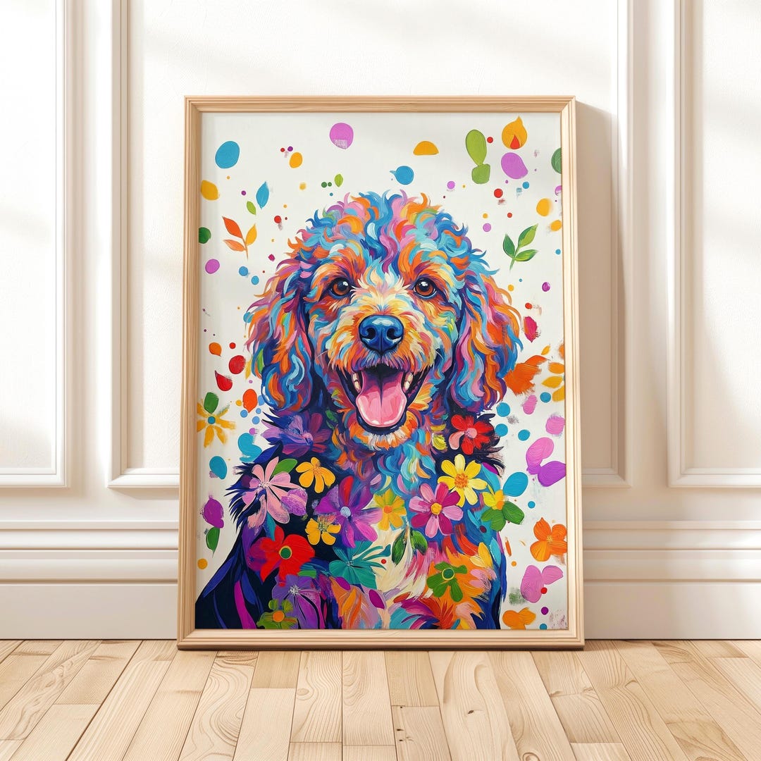 Colourful Poodle Dog Pop Art Print, Fun Vibrant Poster - Etsy