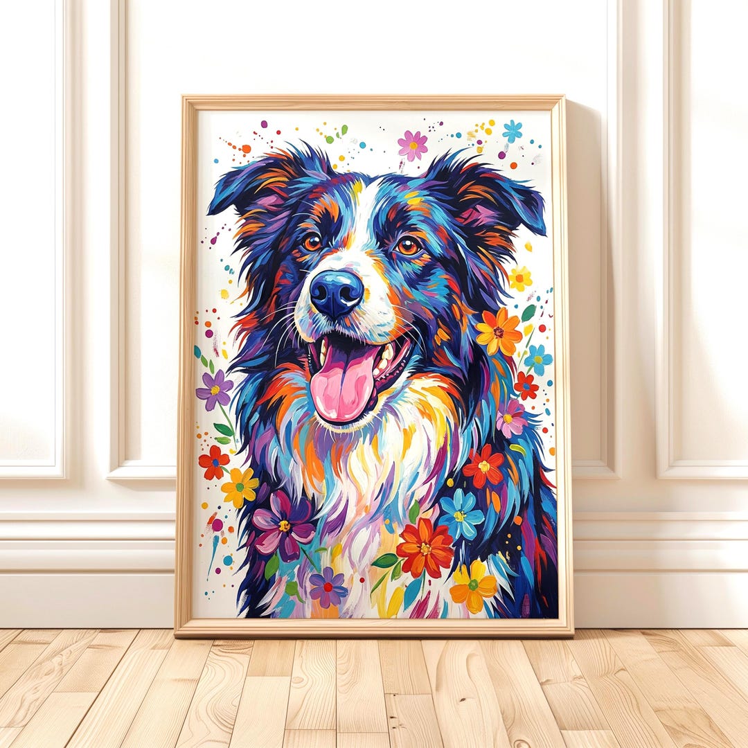 Colourful Border Collie Dog Pop Art Wall Print, Vibrant Dog Painting - Etsy