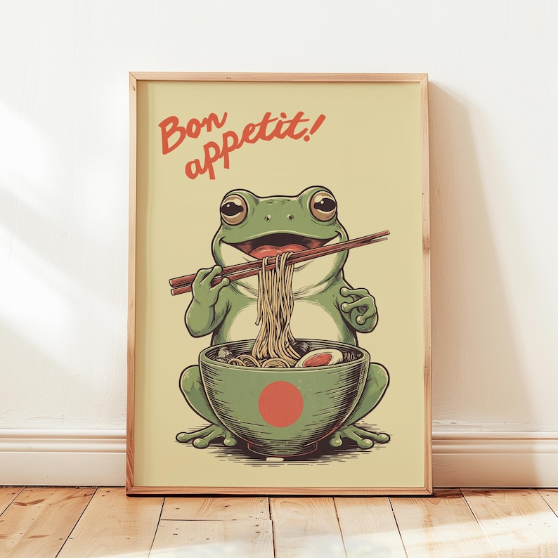 Happy Frog Ramen Ukiyo-e Print – Japanese Noodle Wall Art (kitchen ...