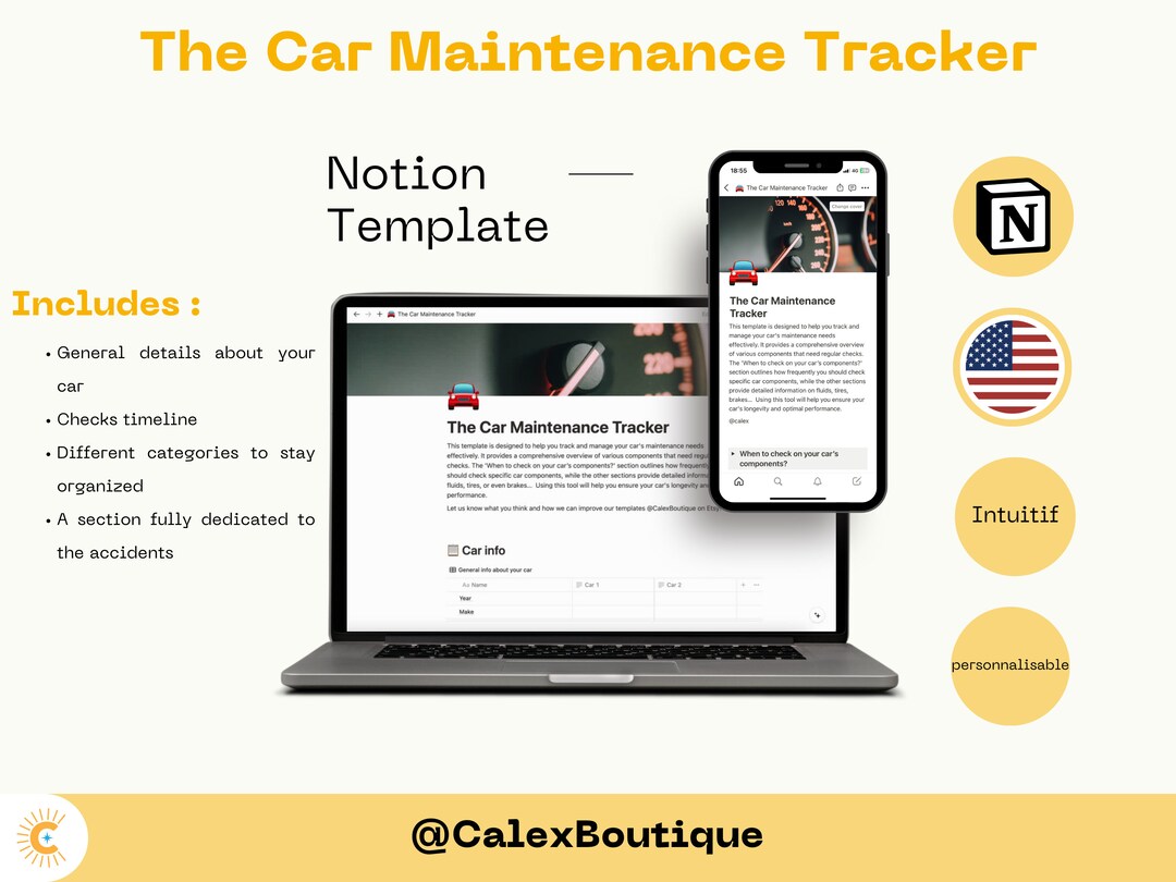 Notion Template Ultimate Car Maintenance Tracker & Log English Comprehensive Vehicle Service ...