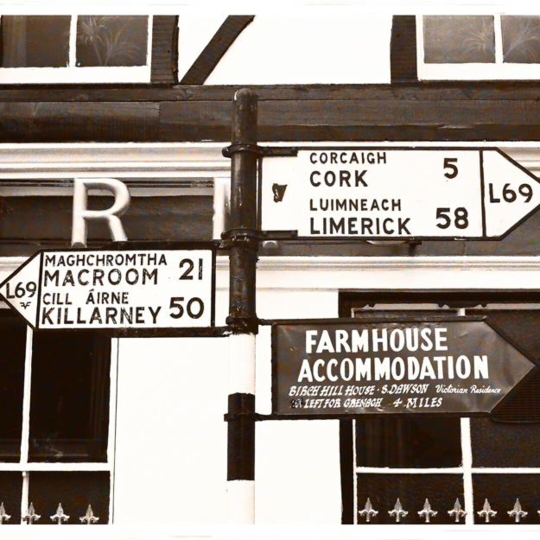 Irish Road Signs, Original Art Photography, Sepia Print, Cork, Limerick ...