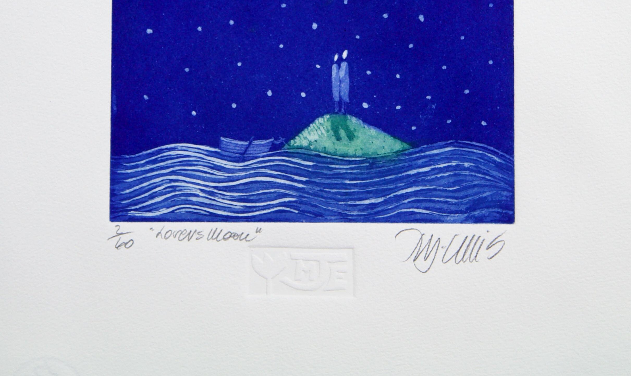 Etching Lovers Moon Handprinted on Paper Signed and - Etsy
