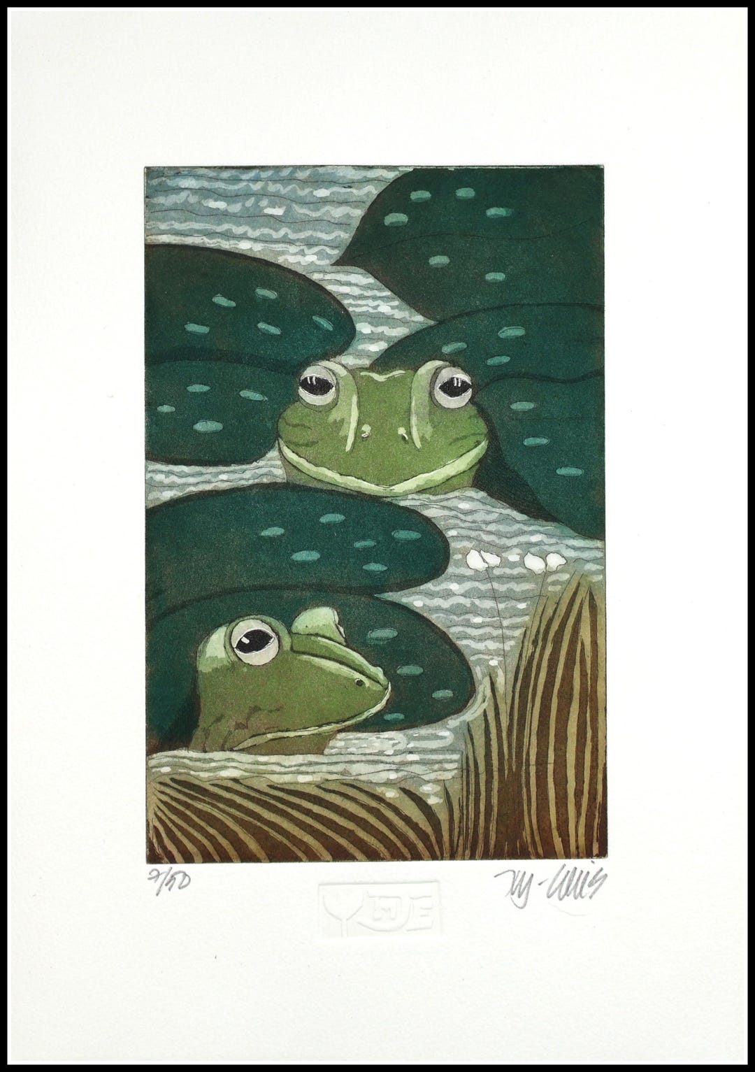 Etching, Frog Songs, Handprinted on Paper, Signed and Numbered Edition ...
