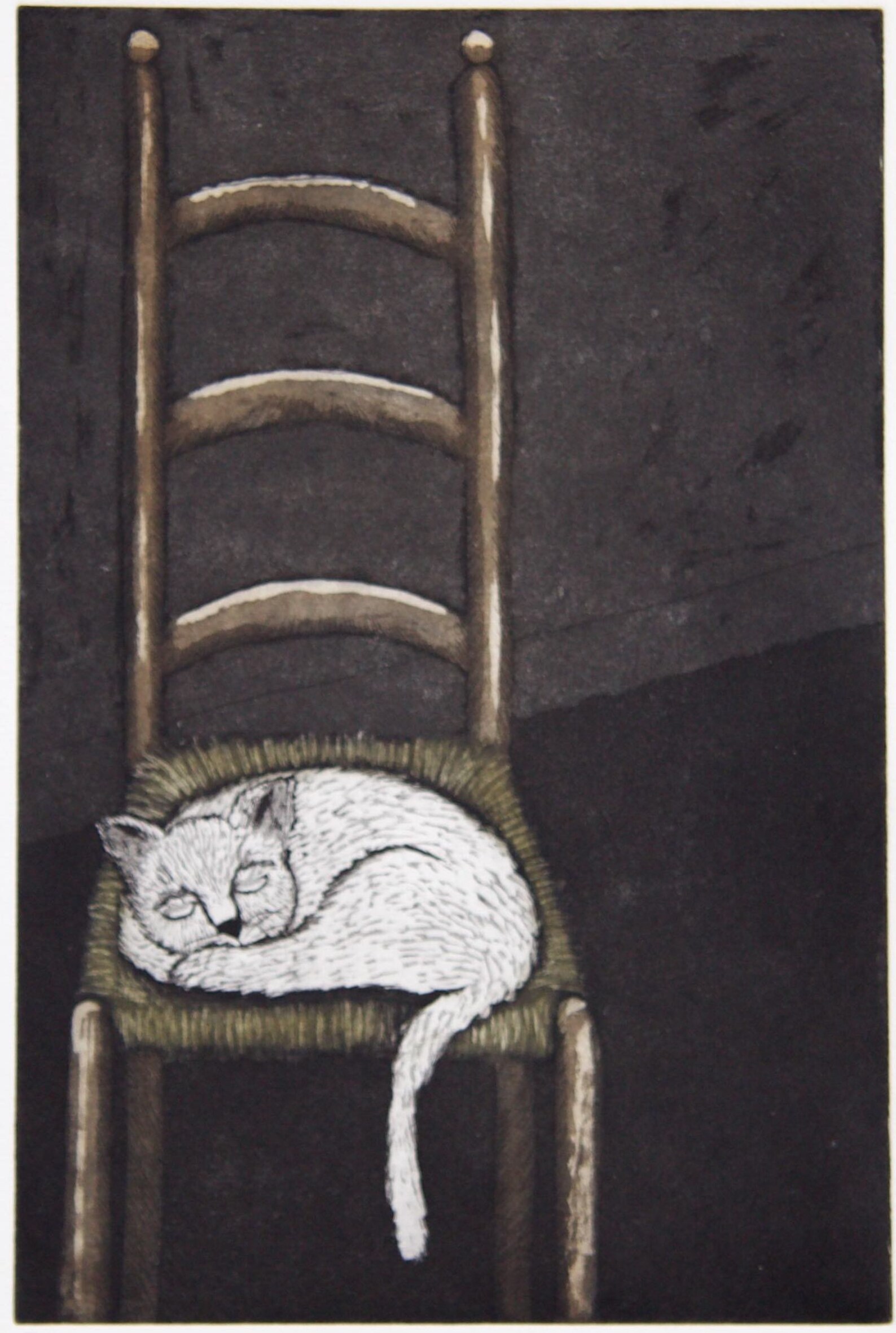 Etching Cat on Chair Handprinted on Paper Signed and - Etsy