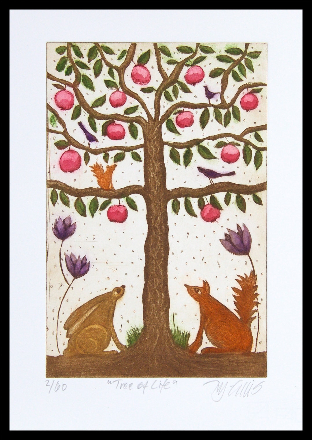 Tree of Life Etching: Fox, Hare, Original Art Print (signed & Numbered ...