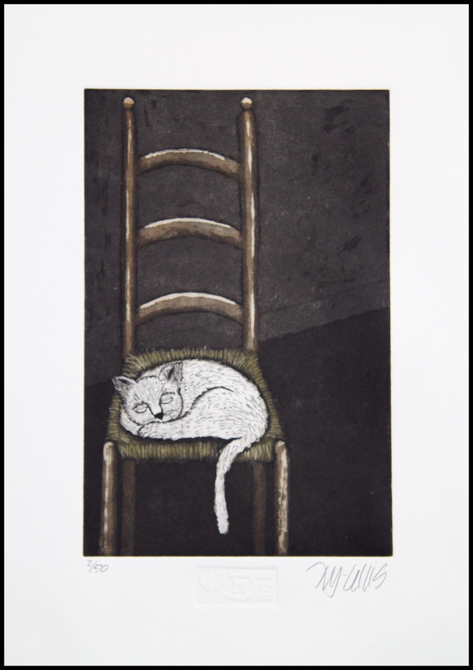 Etching Cat on Chair Handprinted on Paper Signed and - Etsy