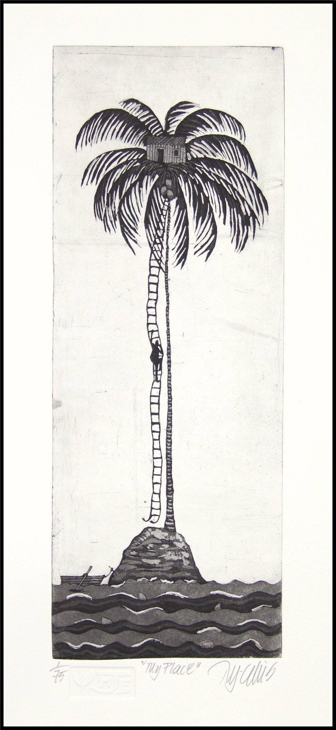 Palm Tree Etching, My Place, Cabin, Signed Limited Edition Print ...