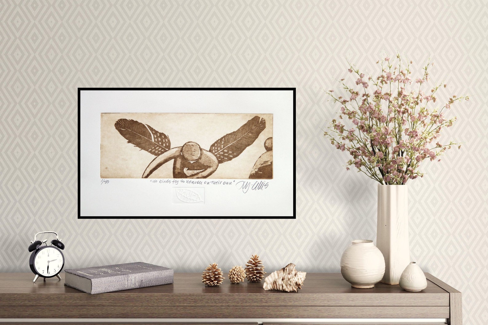 Etching Angel Handprinted on Paper Signed and Limited | Etsy