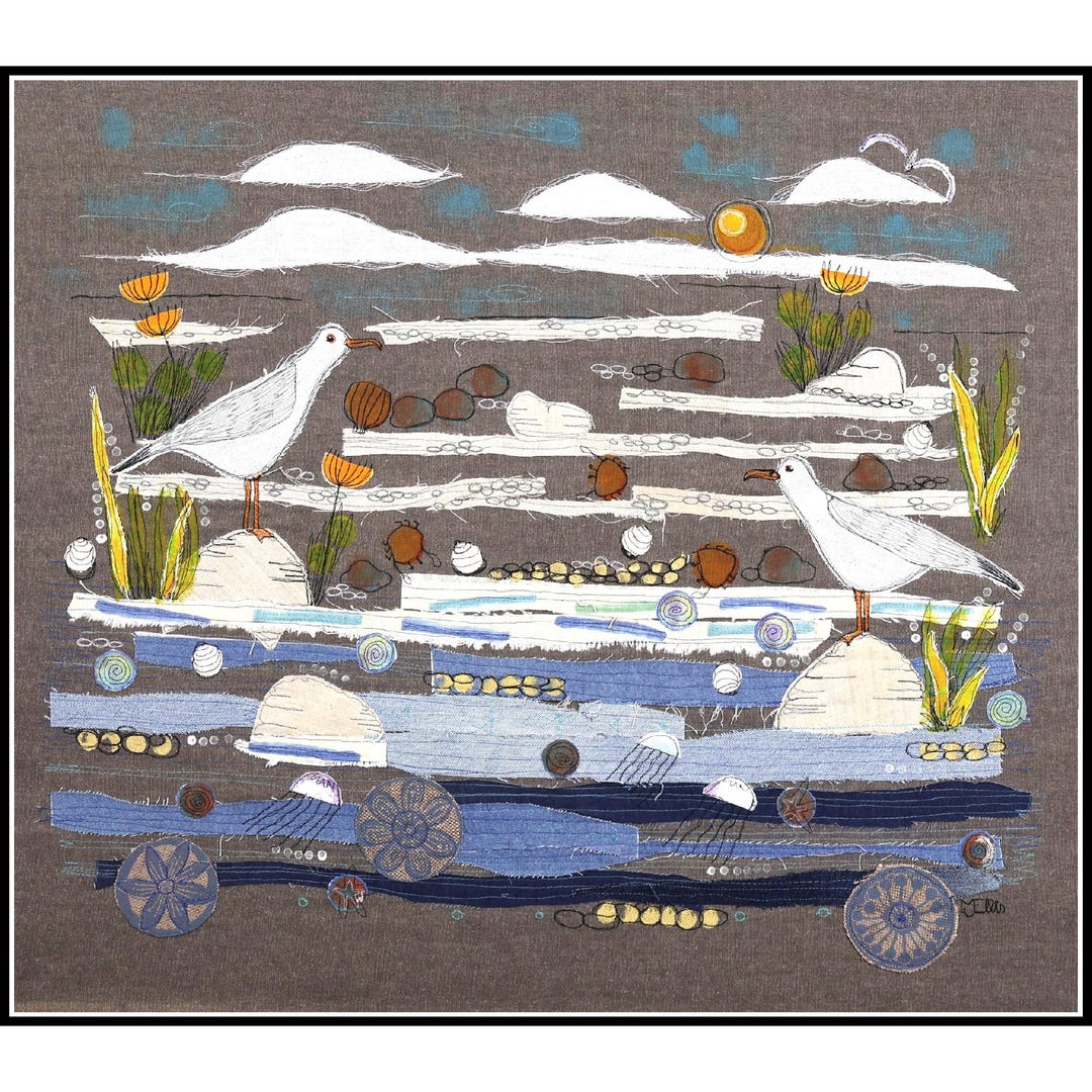 Wild Beach, a Textile Collage With Embroidery, Beach Scenery, Coastal ...