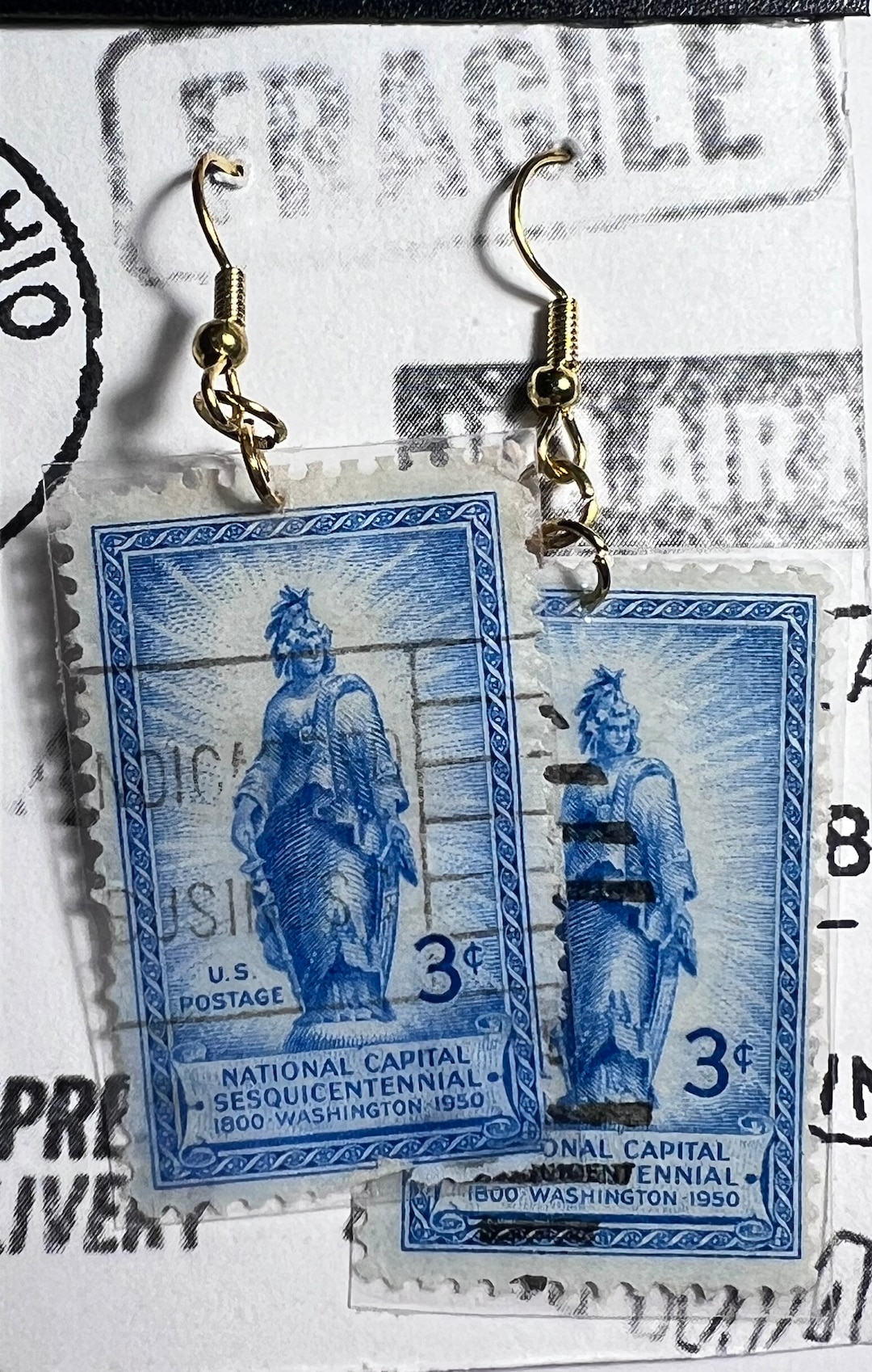 Older USA Postage Stamp Earrings - Etsy