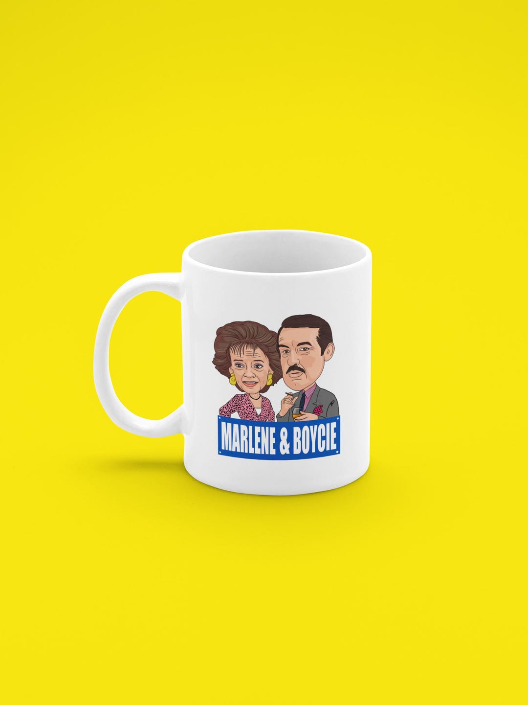Only Fools Boycie and Marlene Cartoon Fan Made White Ceramic 11 Oz Mug ...