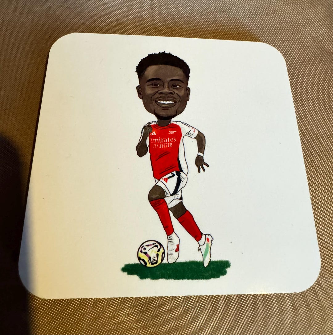 Arsenal Cartoon BUKAYO SAKA Fan Art Made MDF Coaster - Etsy UK
