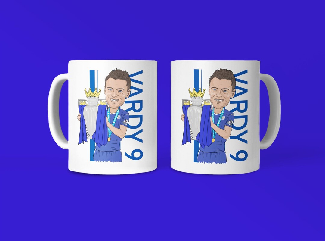 Jamie Vardy Cartoon Fan Art Made 11oz Ceramic Mug and MDF Coaster Set ...