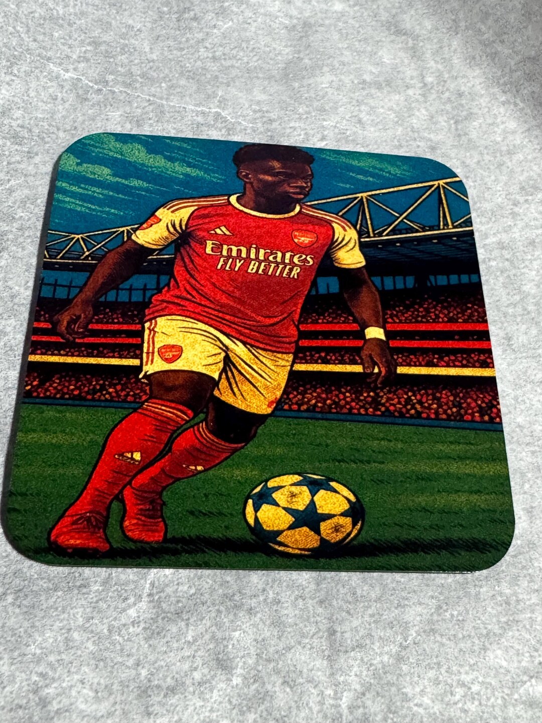 Arsenal Cartoon Comic Style BUKAYO SAKA Fan Art Made MDF Gift Coaster ...