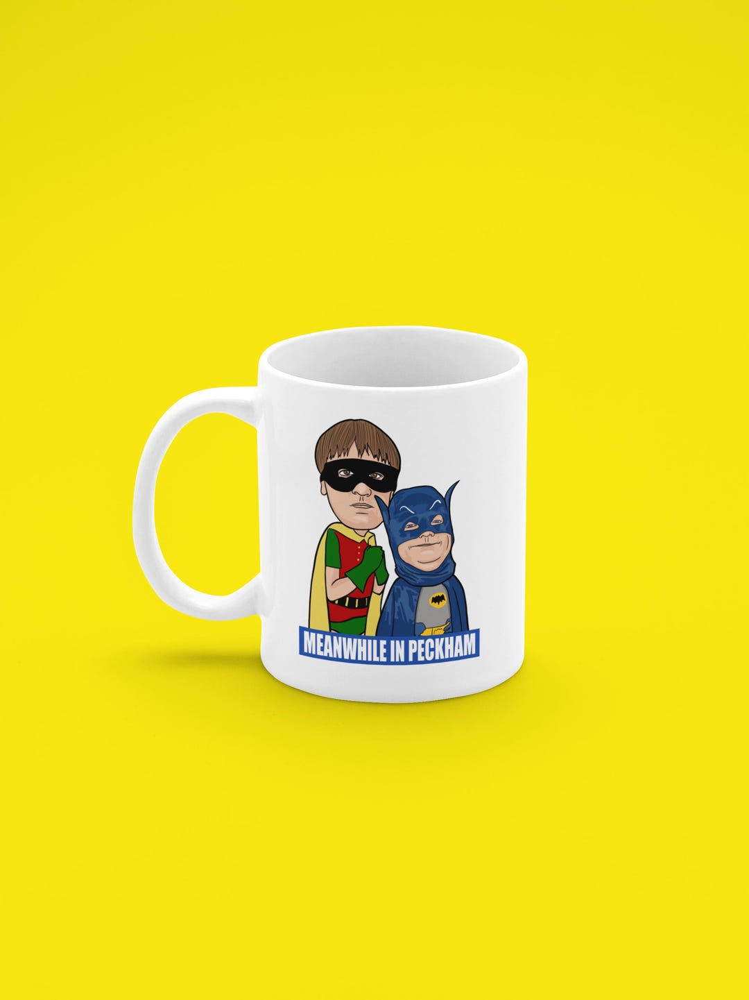 Only Fools Cartoon Del and Rodney Batman and Robin White Ceramic 11 Oz ...