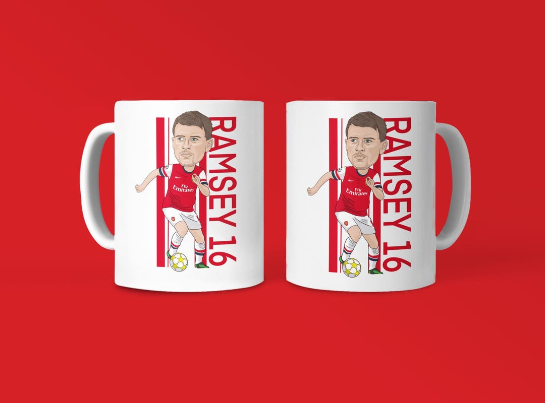 Arsenal Cartoons Aaron Ramsey Fan Art Made White 11oz Mug and Coaster ...
