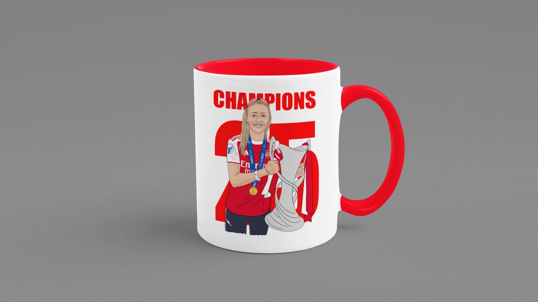 Arsenal Cartoon Leah Williamson Edition Red and White 11oz Mug Fan Art ...