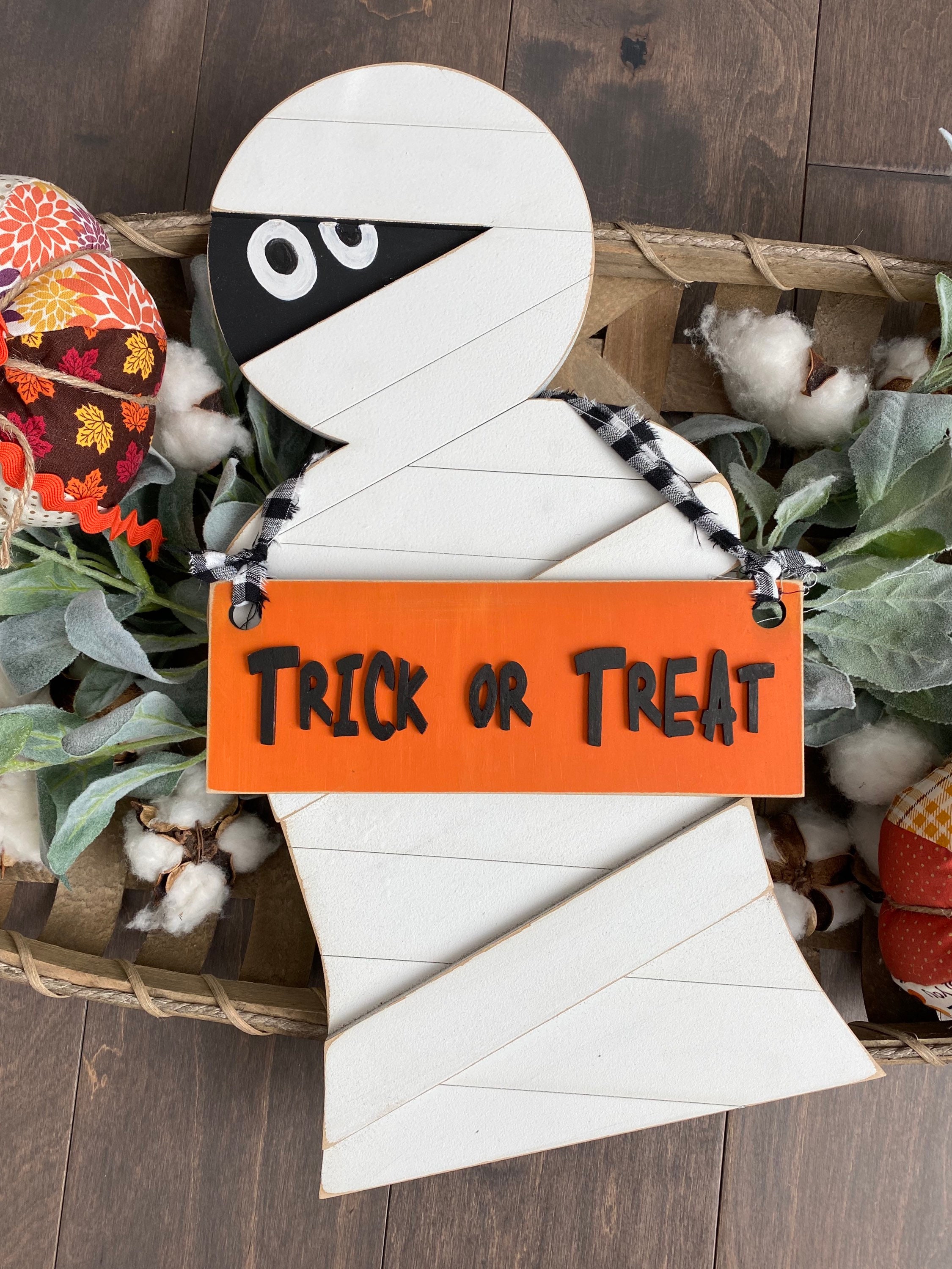 Wooden Trick or Treat Mummy Halloween Home Decor Halloween - Etsy