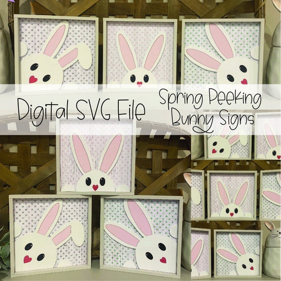 Digital SVG File Spring Peeking Bunny Signs Laser Ready - Etsy