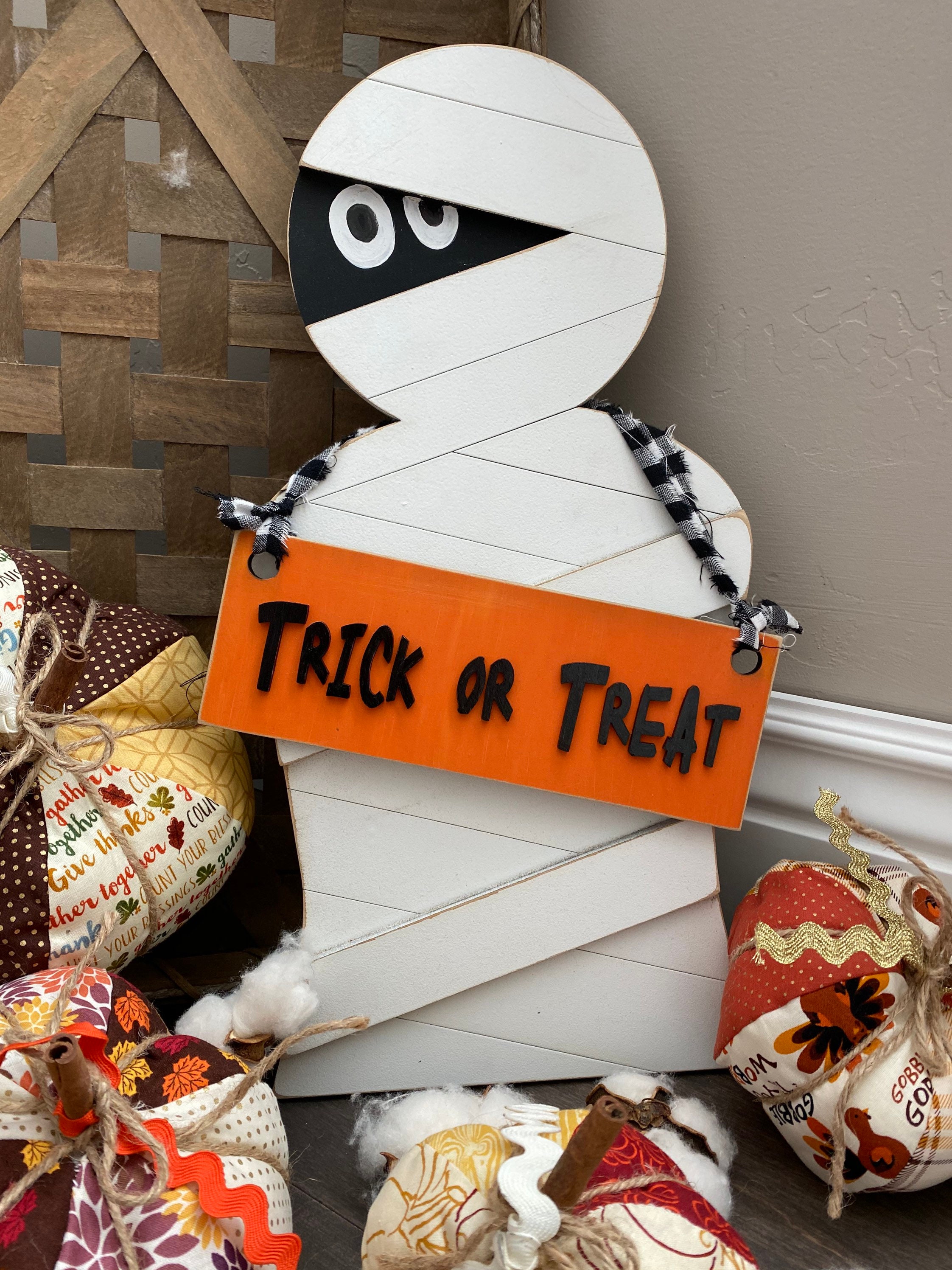 Wooden Trick or Treat Mummy Halloween Home Decor Halloween - Etsy