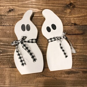 Set of Two Wood Boo Halloween Ghosts | Wood Crafts | Farmhouse Style ...
