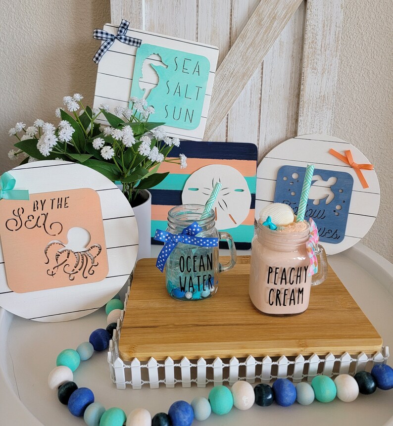 OCEAN WATER Fake Drink in Mini Mason Jars With Faux Ice Cubes - Etsy