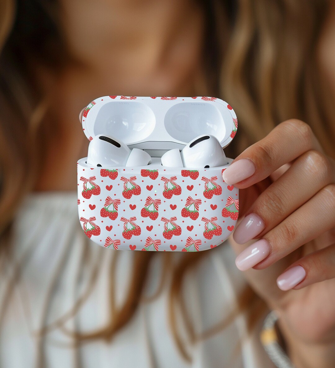 Coquette Big Pink Bow and Strawberries AirPod Case. AirPod Pro Gen 1 ...