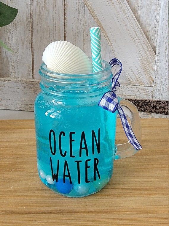OCEAN WATER Fake Drink in Mini Mason Jars With Faux Ice Cubes - Etsy