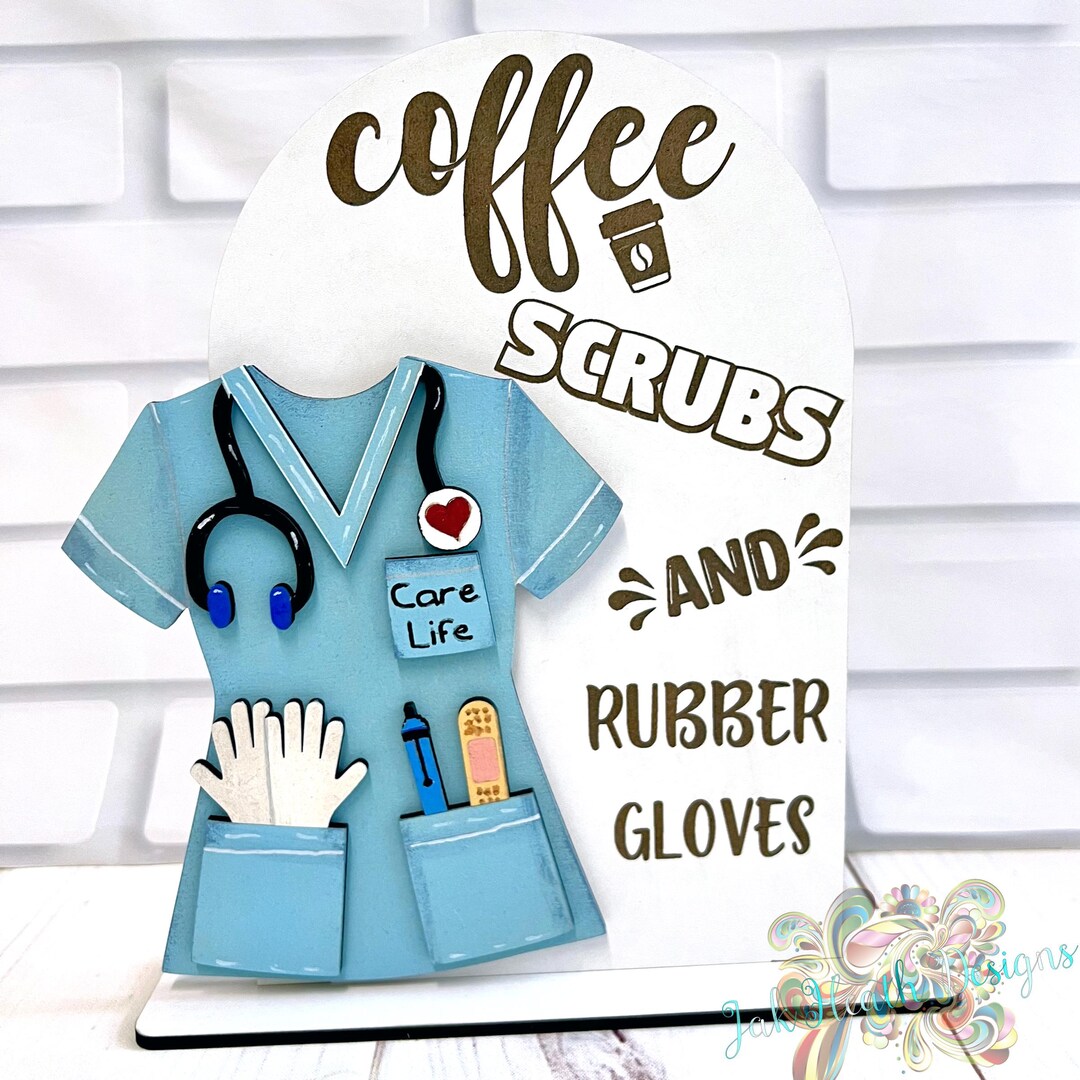 Care Worker Scrubs Sign MDF Craft Kit Nurse Care Worker Gift Plaque New ...