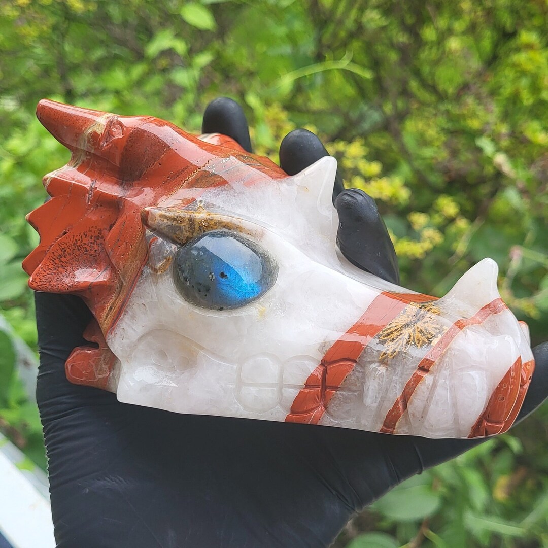 5 Red Jasper Crystal Dragon With Labradorite Eyes - Etsy
