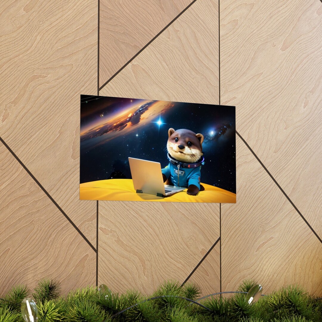 Otter Space, Space Otters Art, Cute Animal Wall Decor, Astronaut Otters ...