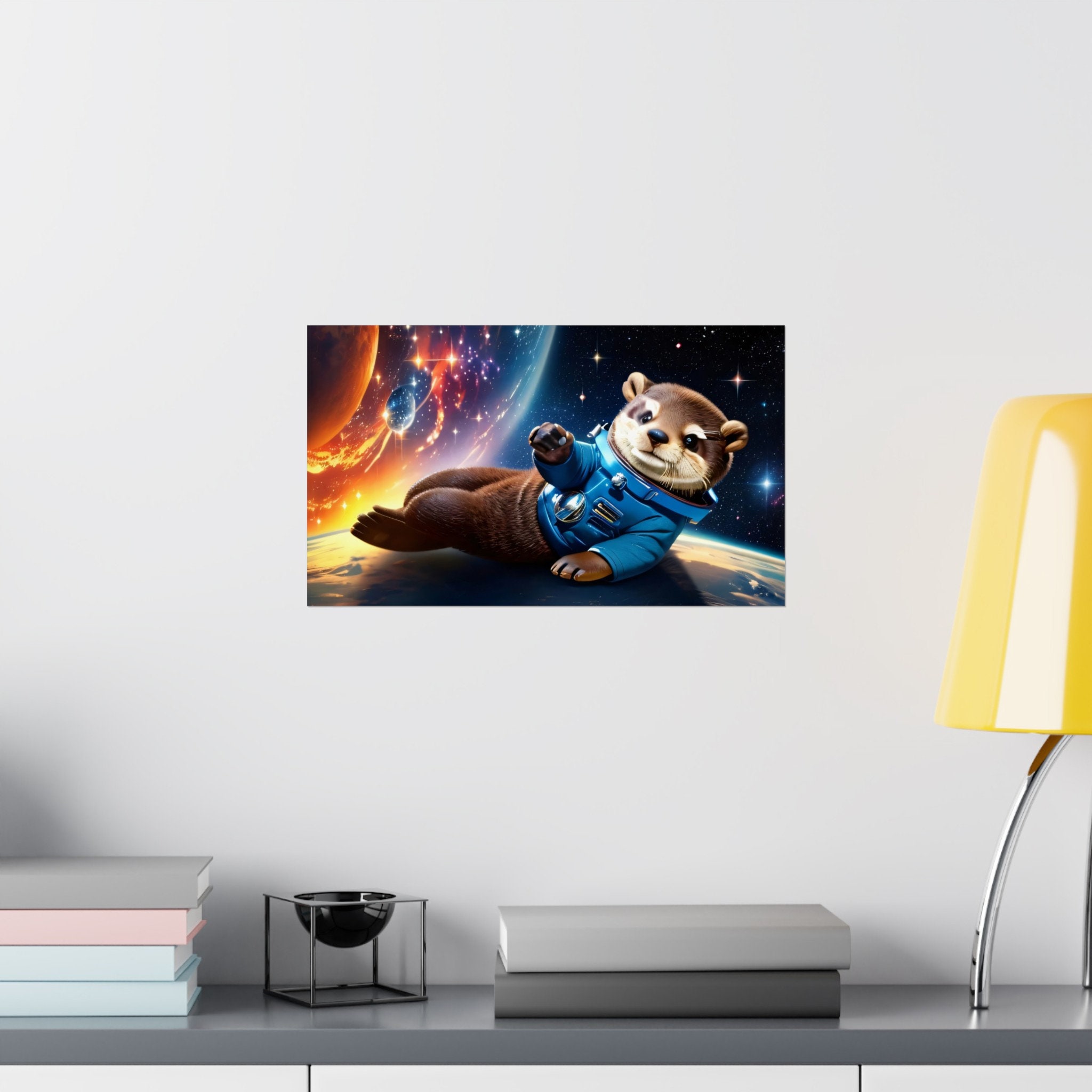 Otter Space, Space Otters Art, Cute Animal Wall Decor, Astronaut Otters ...