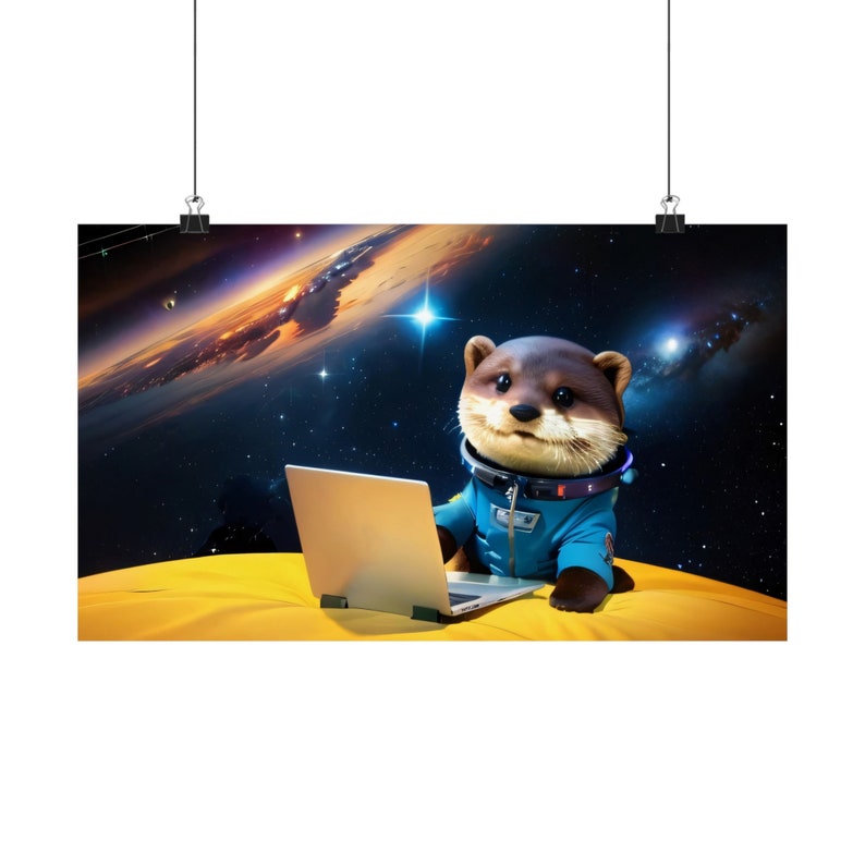 Otter Space, Space Otters Art, Cute Animal Wall Decor, Astronaut Otters ...