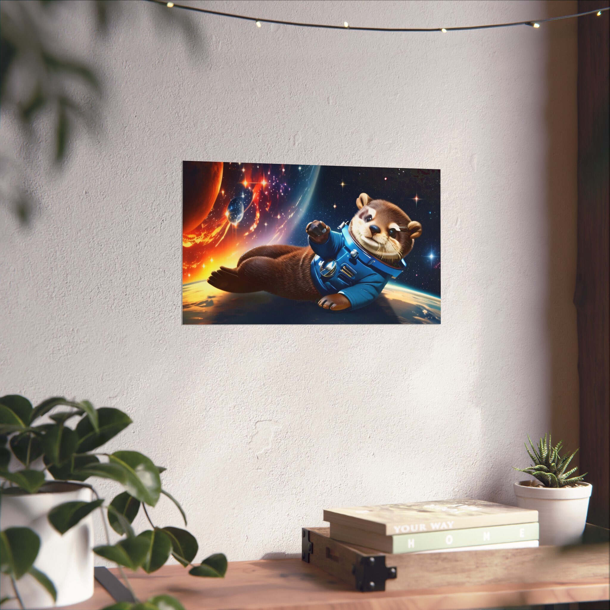 Otter Space, Space Otters Art, Cute Animal Wall Decor, Astronaut Otters ...