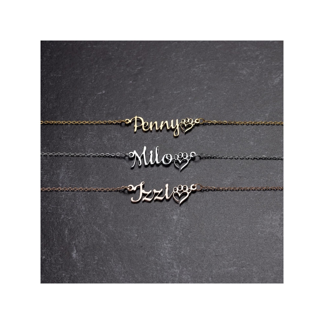 Dog Name Necklace, Personalized Dog Ears Necklace, Custom Pet Jewelry ...