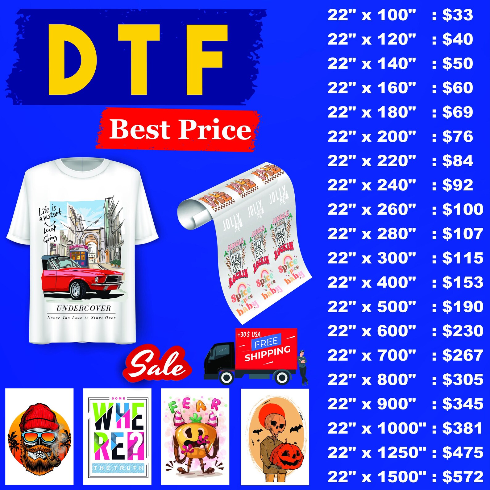 Custom DTF Gang Sheet Direct to Film Transfer, Personalized Wholesale ...