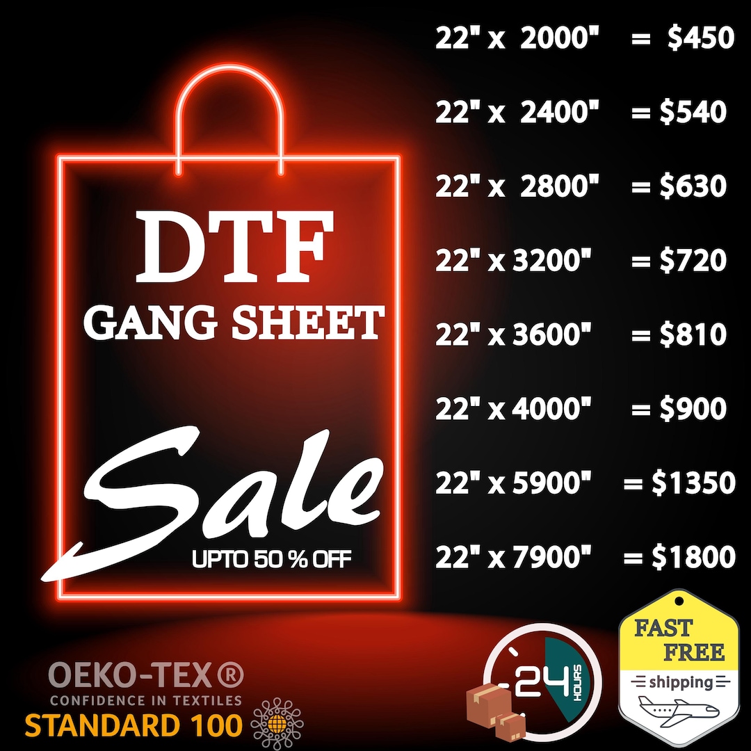 Custom DTF Gang Sheet, Personalized Heat Transfer, Bulk DTF Sheets ...