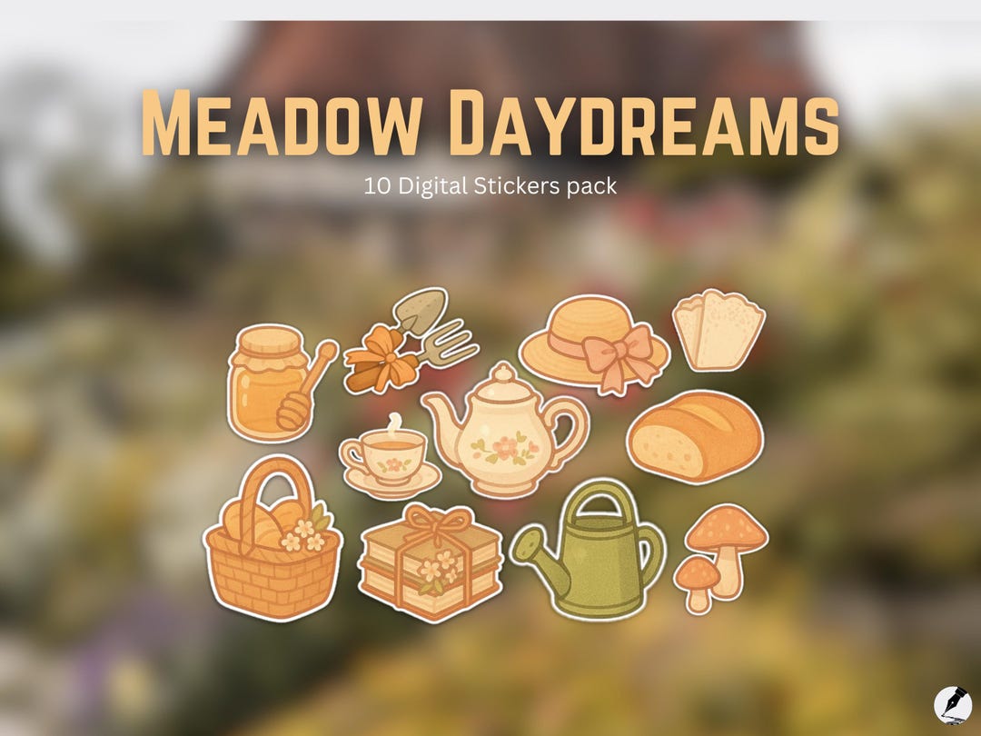Meadow Daydreams 10 Digital Stickers Pack, One Click Download, Cute ...
